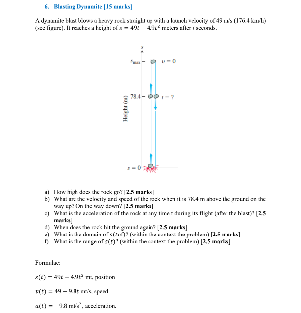 Solved 6. Blasting Dynamite [15 marks] A dynamite blast | Chegg.com