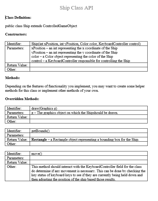 Solved Ship Class API - ﻿Please solve in Java | Chegg.com