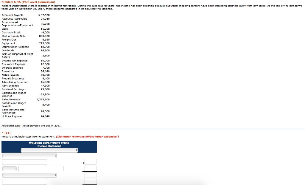 Solved Problem 5-4A (Part Level Submission) Wolford | Chegg.com