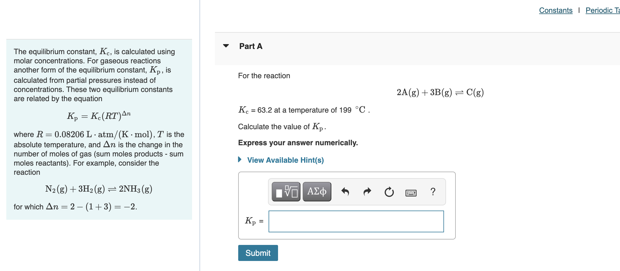 Solved Constants | Periodic Ta Part A The equilibrium | Chegg.com