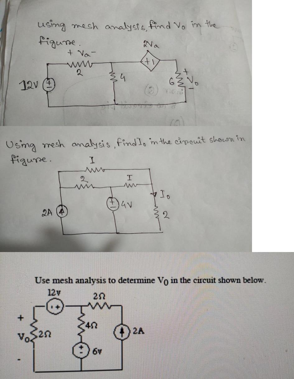 Solved using mesh analysis, find o in the figure + Va- Na WW | Chegg.com