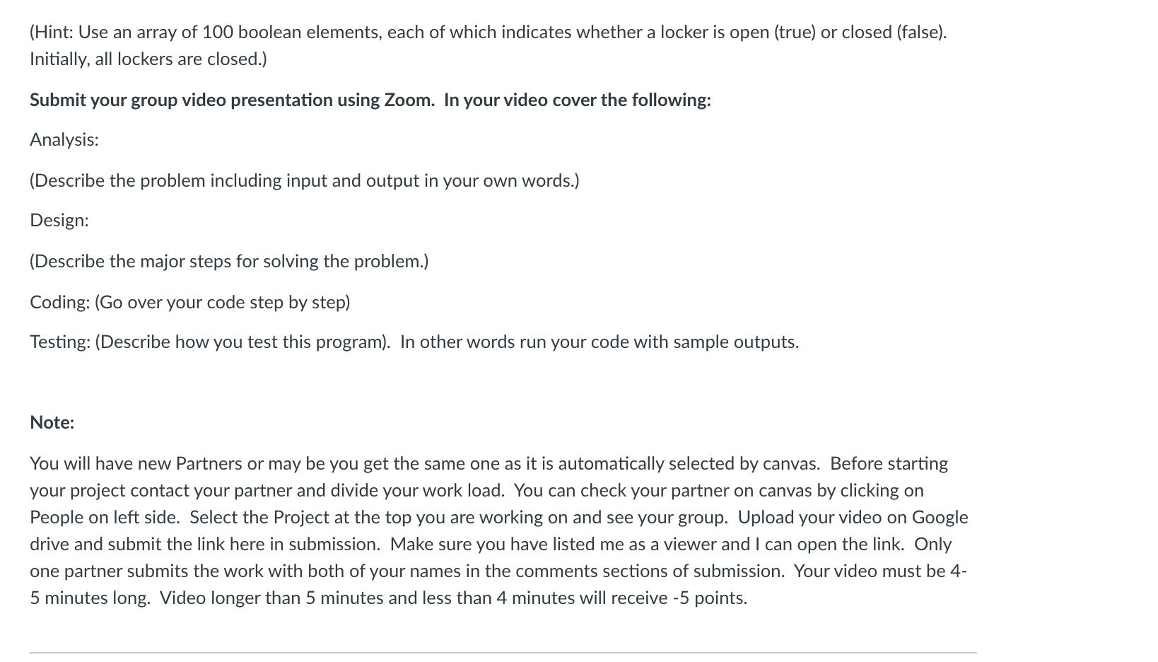 Solved Project 05: Locker Puzzle at Submit Assignment Due | Chegg.com