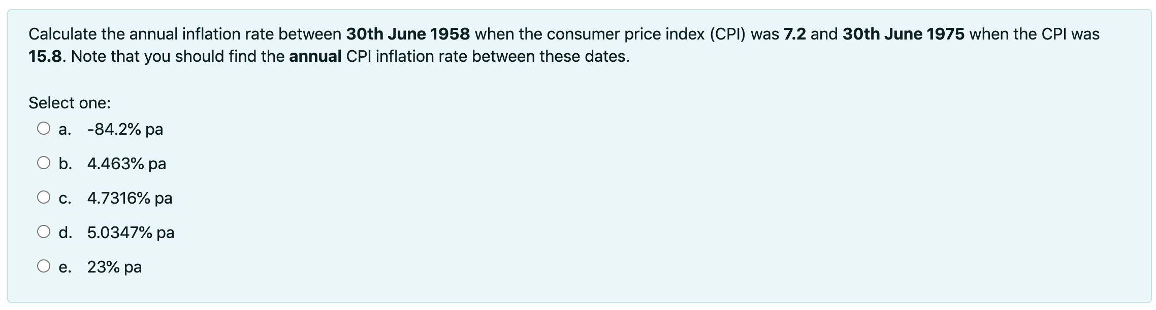 Solved Calculate the annual inflation rate between 30th June | Chegg.com