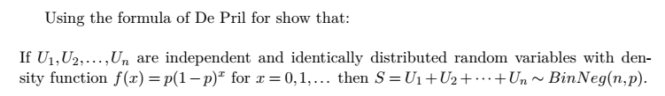 Using De Pril's formula (do not use another method) | Chegg.com