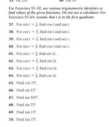 Solved For Exercises 57-70, use various trigonometric | Chegg.com