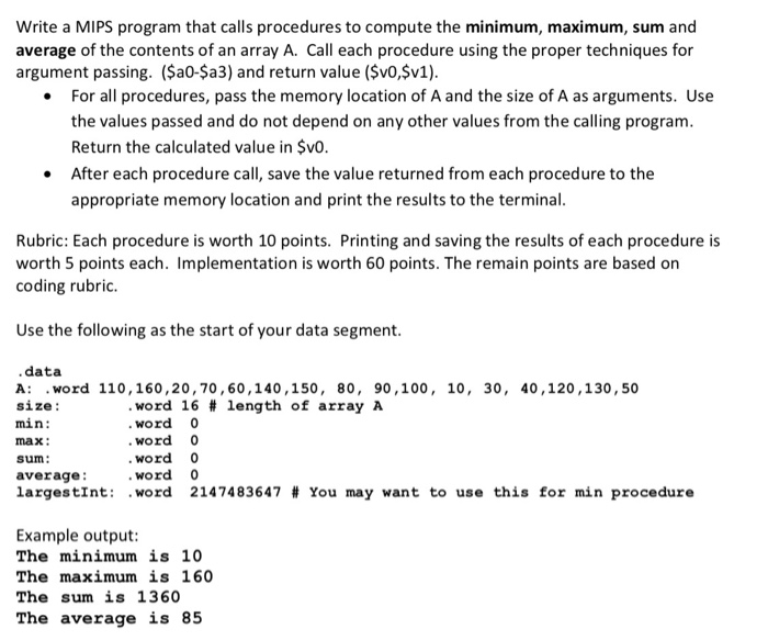 Solved Write a MIPS program that calls procedures to compute | Chegg.com