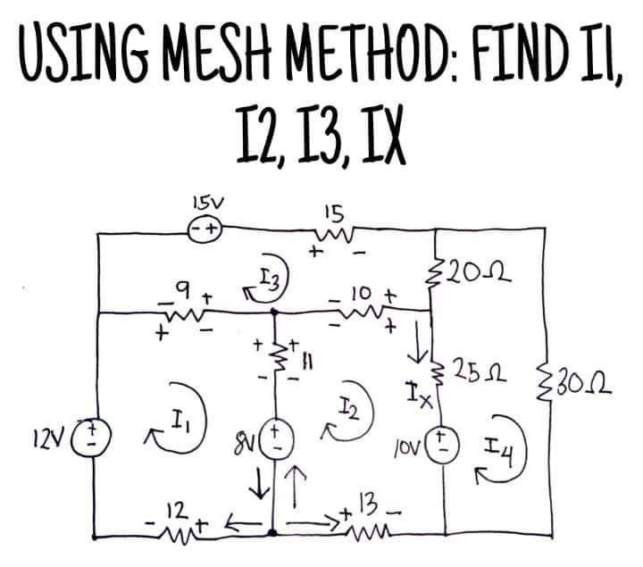 Solved USING MESH METHOD: FIND II, I2, I3, IX | Chegg.com