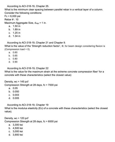 Solved According to ACI-318-19. Chapter 25. What is the | Chegg.com