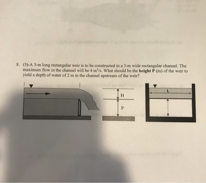 Solved 8. (5)-A 3-m long rectangular weir is to be | Chegg.com