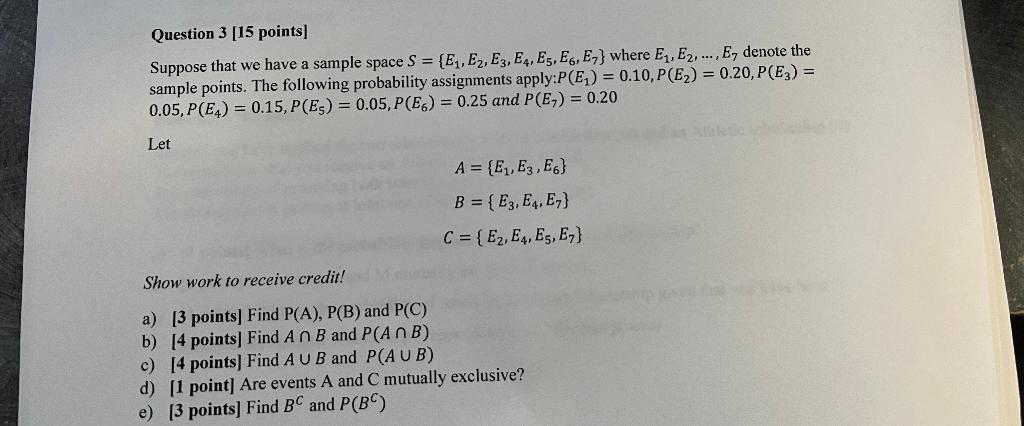 Solved Suppose that we have a sample space | Chegg.com