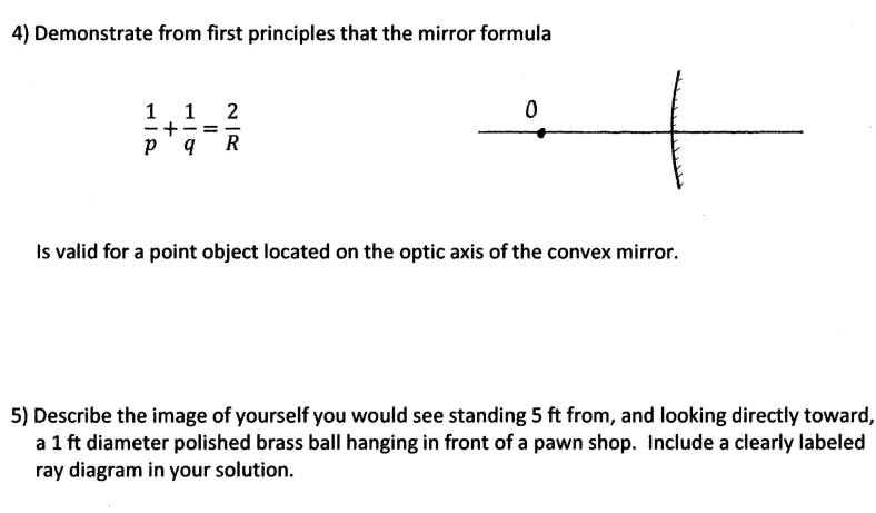 Solved 4) Demonstrate from first principles that the mirror | Chegg.com