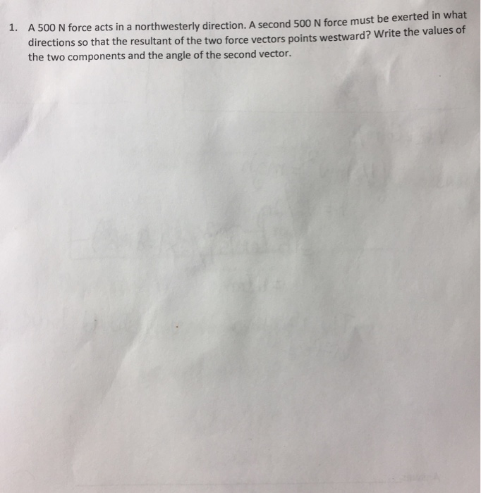 Solved A 500 N force acts in a northwesterly direction. A | Chegg.com