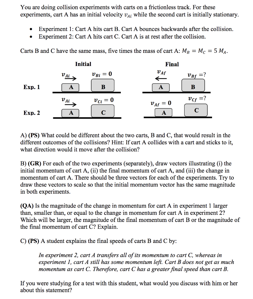 Solved You are doing collision experiments with carts on a | Chegg.com