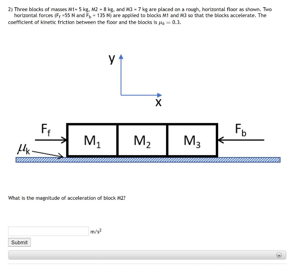 Solved 2 Three Blocks Of Masses M1 5 Kg M2 8 Kg And M3 Chegg