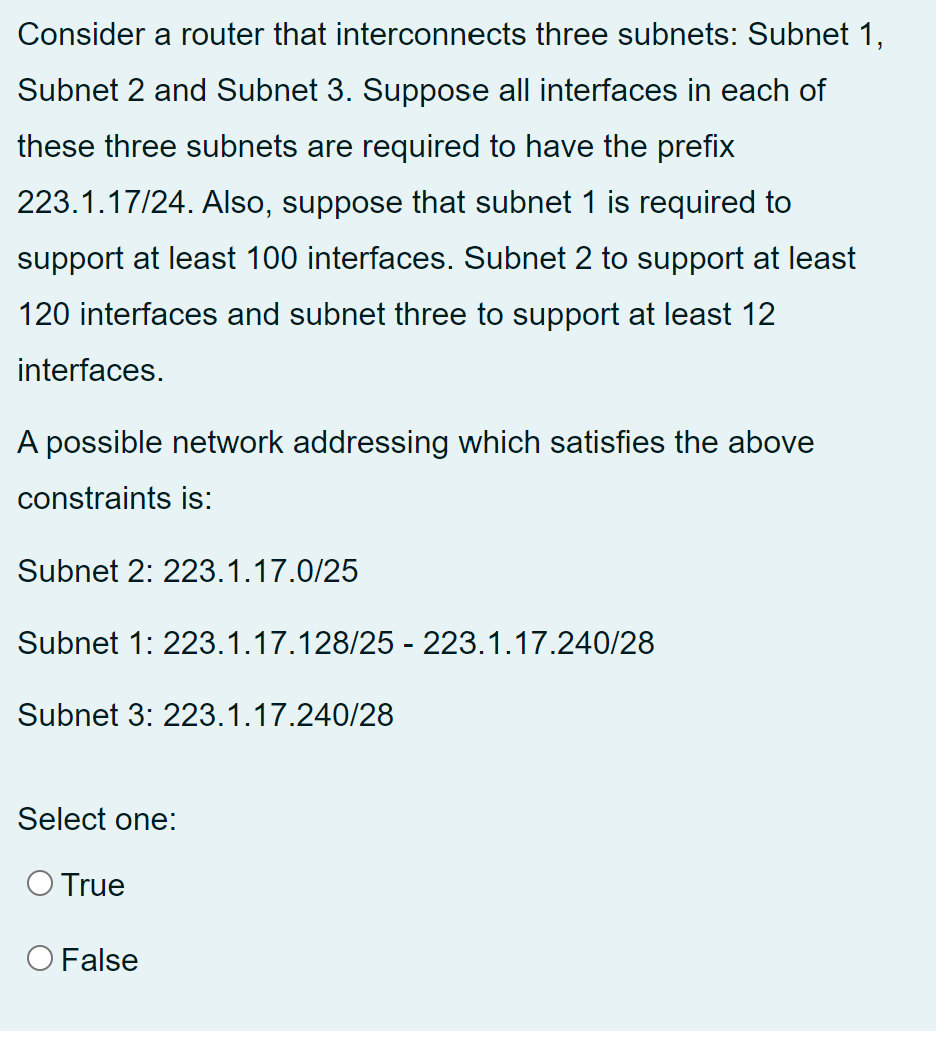 Solved Consider a router that interconnects three subnets: | Chegg.com