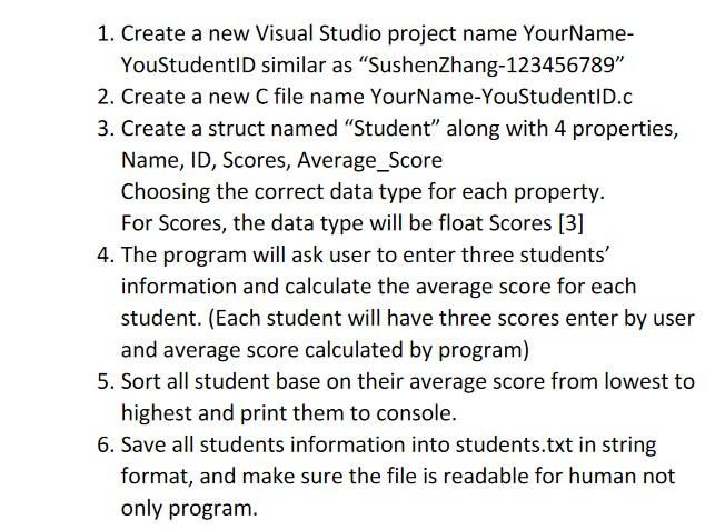 Solved 1. Create a new Visual Studio project name YourName- | Chegg.com