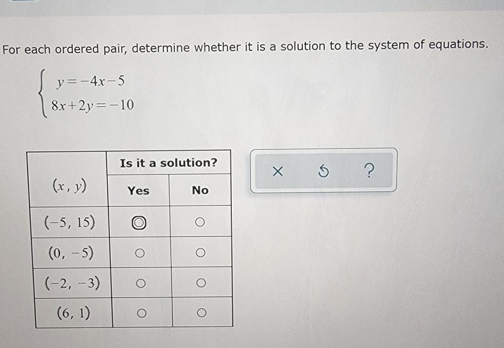 Solved For each ordered pair, determine whether it is a | Chegg.com