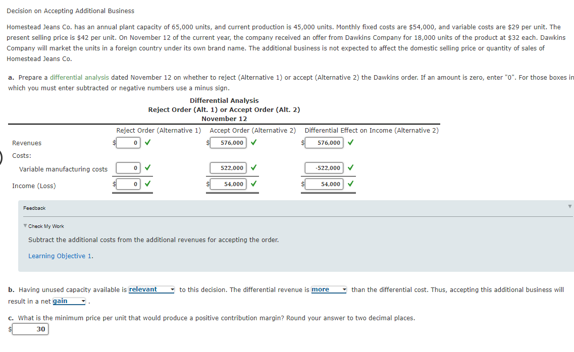 Solved Decision on Accepting Additional Business Homestead | Chegg.com