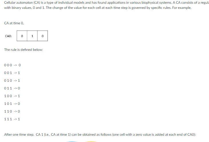 Solved Cellular automaton (CA) is a type of individual | Chegg.com