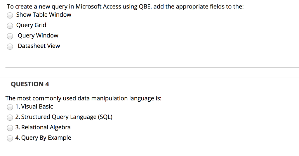 Solved To create a new query in Microsoft Access using QBE, | Chegg.com