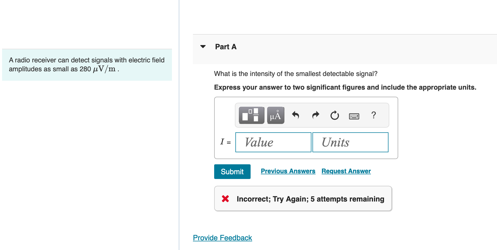 Solved A radio receiver can detect signals with electric | Chegg.com