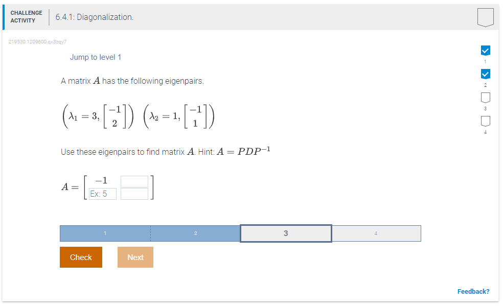 Solved CHALLENGE ACTIVITY 6.4.1: Diagonalization. O | Chegg.com