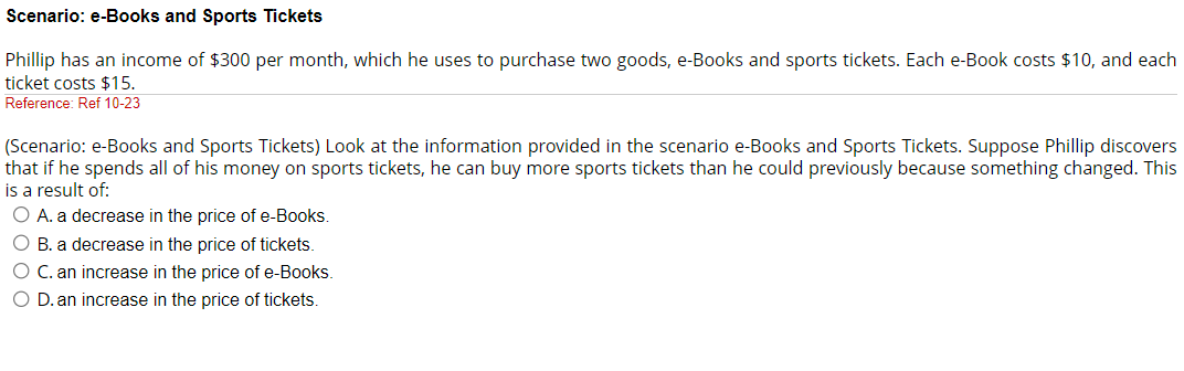 Solved Scenario: e-Books and Sports Tickets Phillip has an | Chegg.com