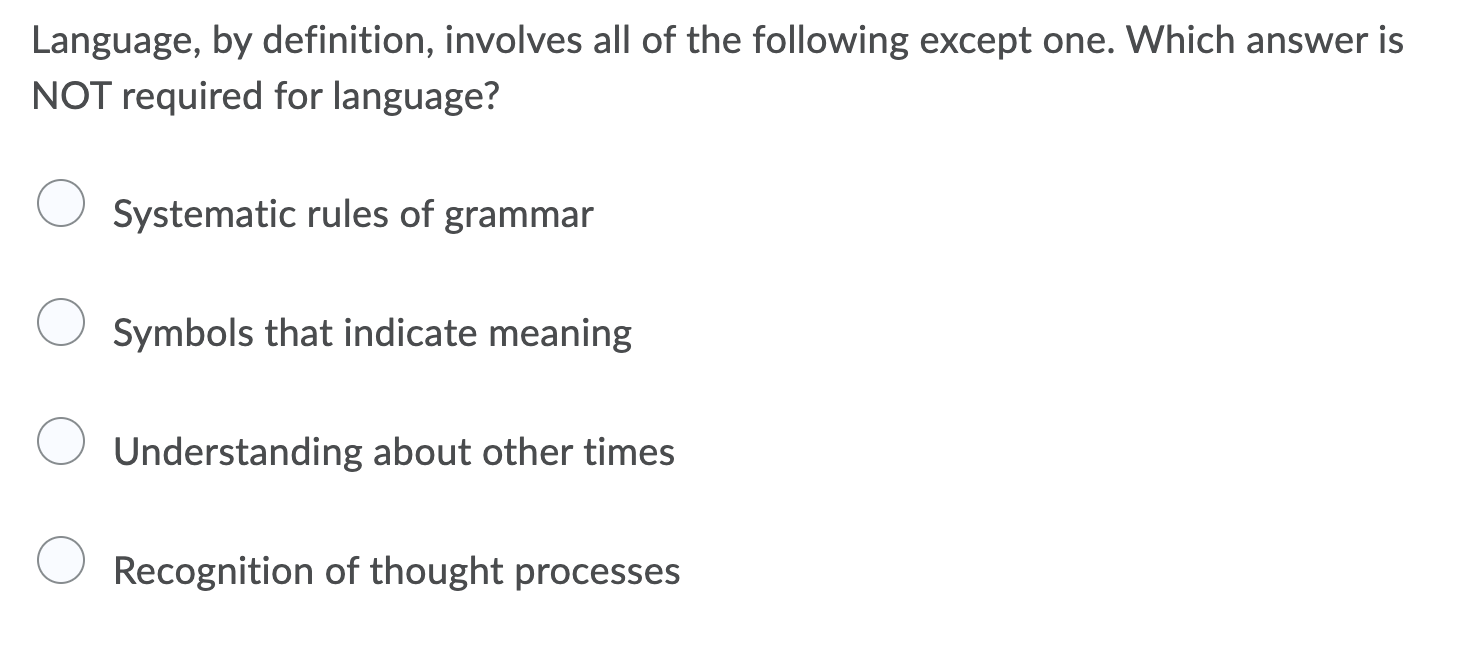 Solved Language, by definition, involves all of the | Chegg.com