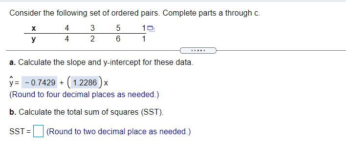 Solved Consider the following set of ordered pairs. Complete | Chegg.com