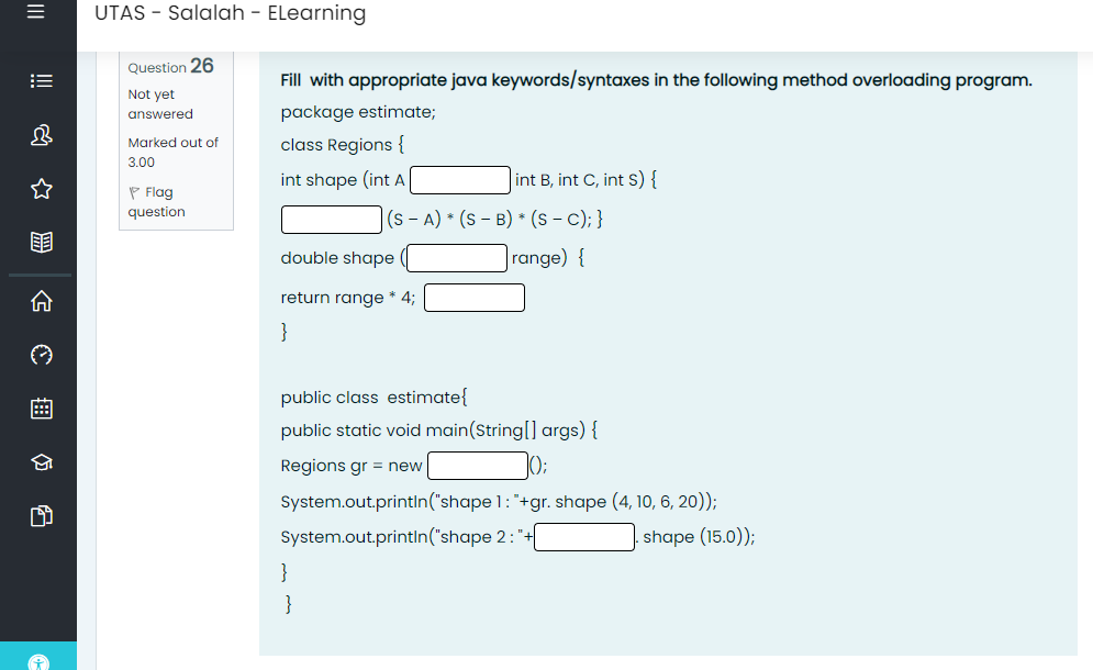 Solved UTAS - Salalah - ELearning Question 26 Not yet | Chegg.com