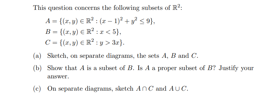 Solved This question concerns the following subsets of R2 | Chegg.com