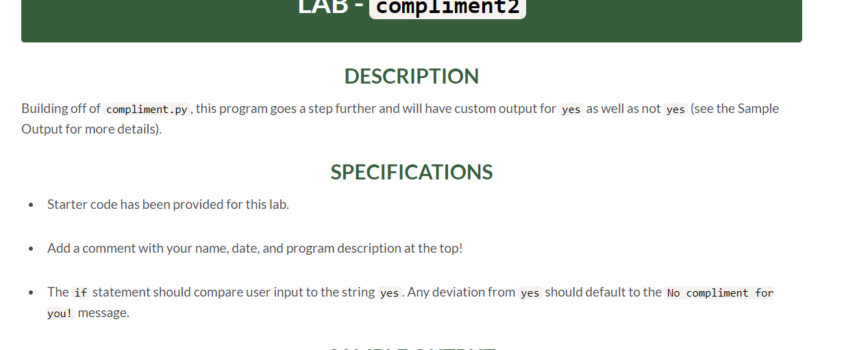 Solved Building off of compliment.py, this program goes a | Chegg.com