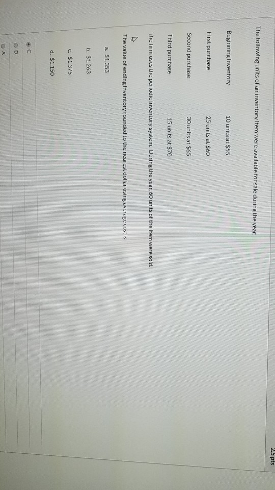 Solved The following units of an inventory item were | Chegg.com