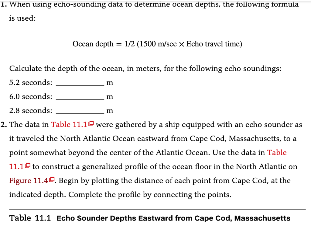 Solved 1. When using echo-sounding data to determine ocean | Chegg.com
