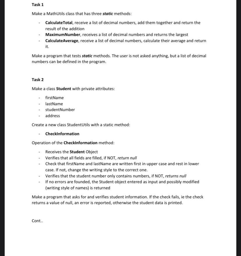 Solved Task 1 Make a MathUtils class that has three static | Chegg.com