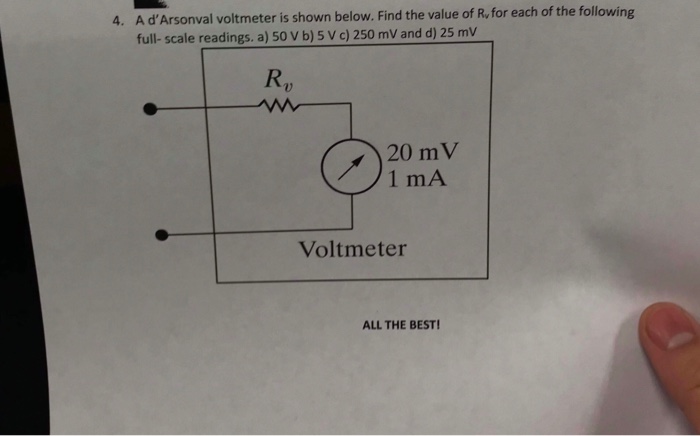Solved A d' Arsonval voltmeter is shown below. Find the | Chegg.com
