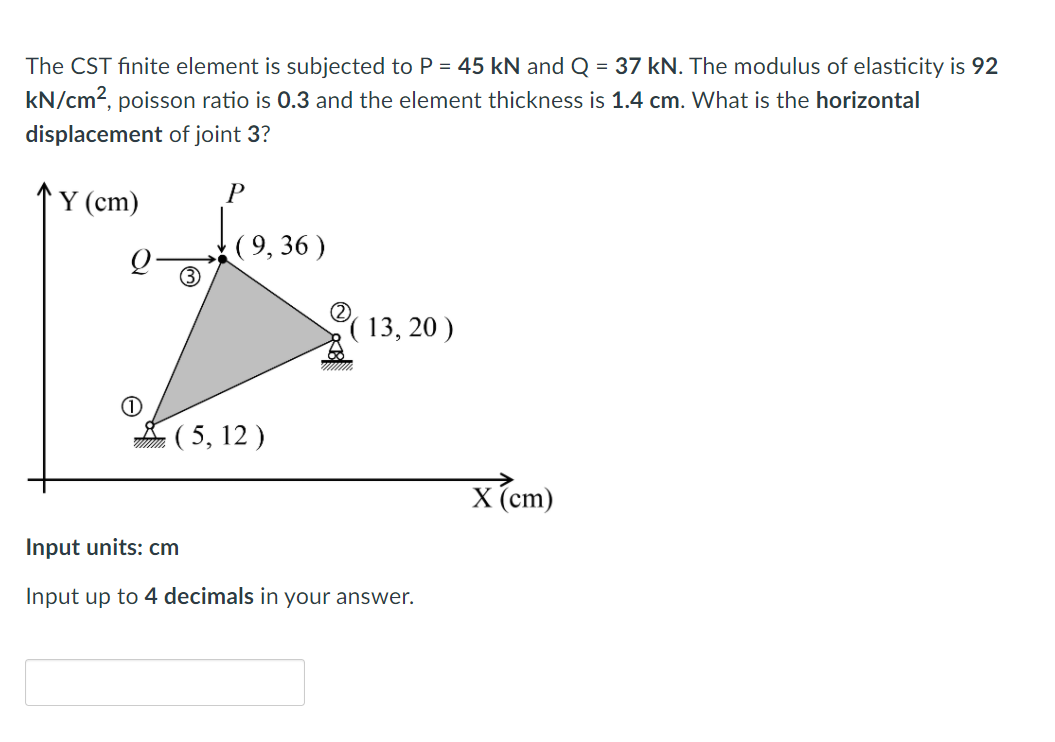 Solved The CST finite element is subjected to P = 45 kN and | Chegg.com