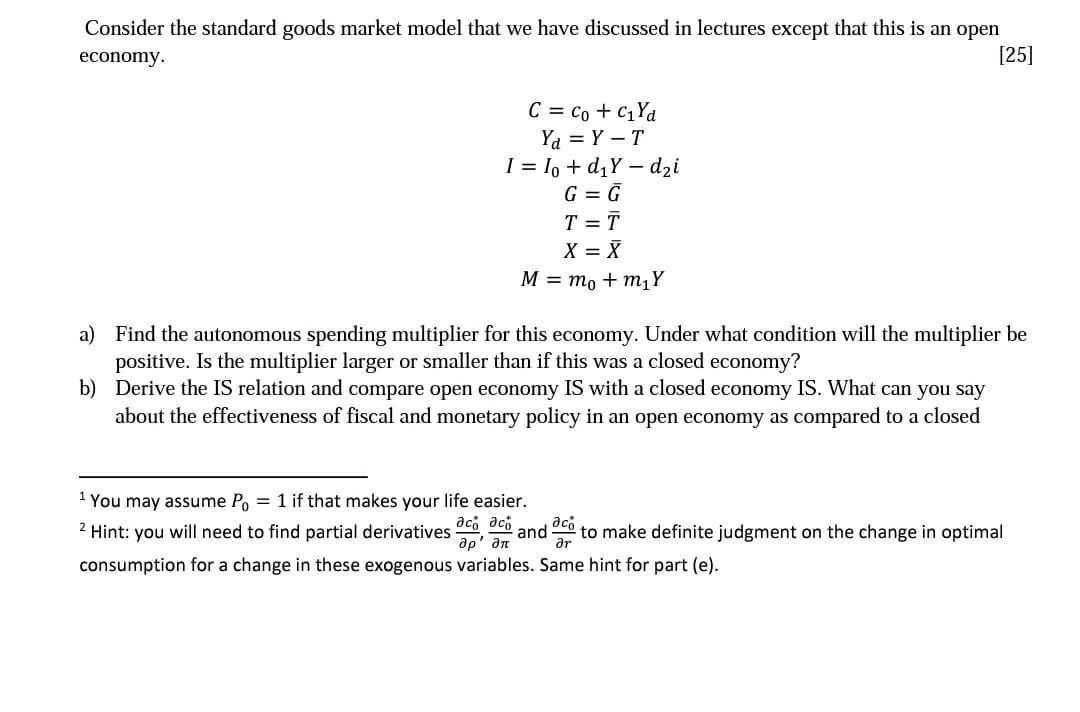 Solved Consider the standard goods market model that we have | Chegg.com