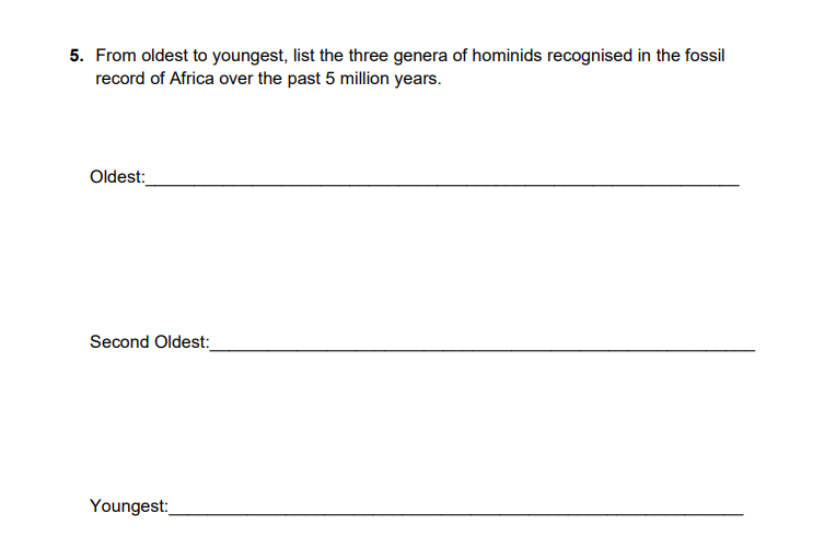 Solved 5. From oldest to youngest, list the three genera of | Chegg.com