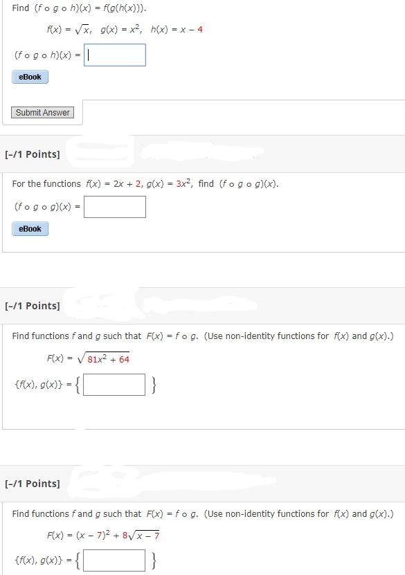 Solved Find (f∘g∘h)(x)=f(g(h(x))). | Chegg.com