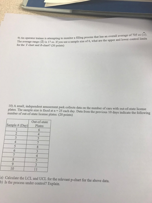 Solved 9) An operator trainee The average range (R) is 17 | Chegg.com