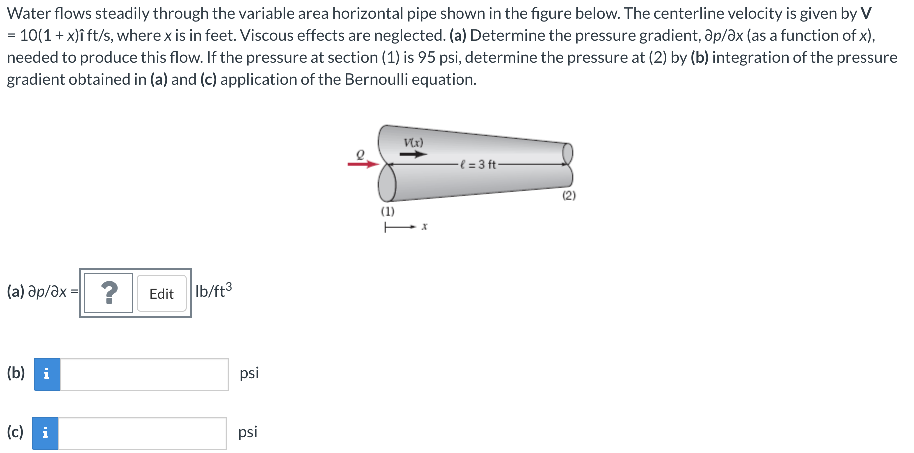 Solved Water flows steadily through the variable area | Chegg.com