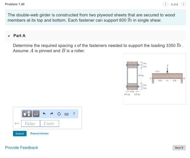 Solved Problem 7.40 The double-web girder is constructed | Chegg.com