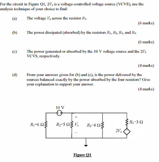 Solved For the circuit in Figure Q1, 2V, is a | Chegg.com