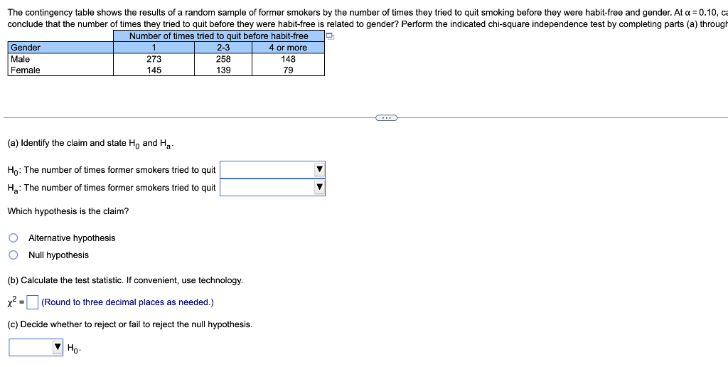 Solved The contingency table shows the results of a random | Chegg.com