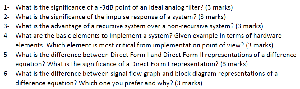 Solved 1- What is the significance of a -3dB point of an | Chegg.com