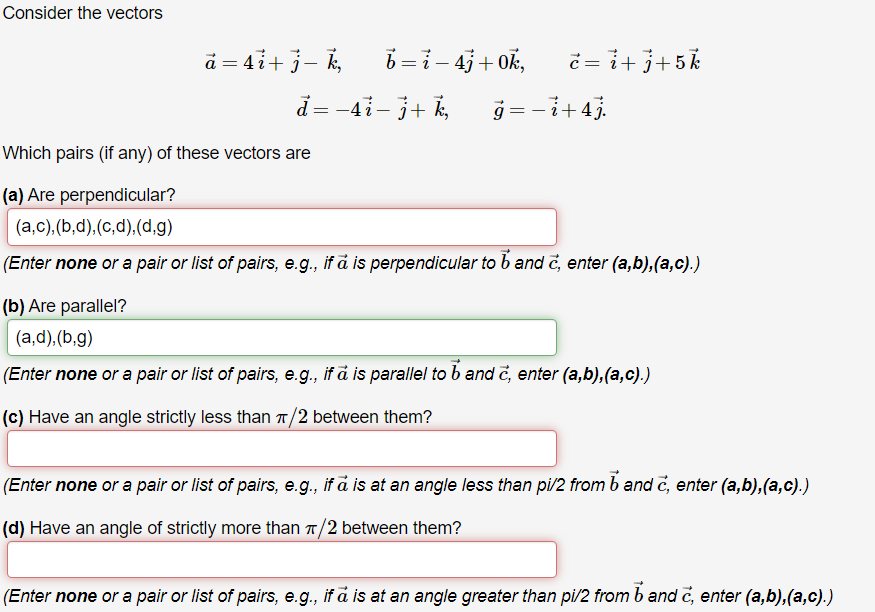 Solved Consider the vectors | Chegg.com