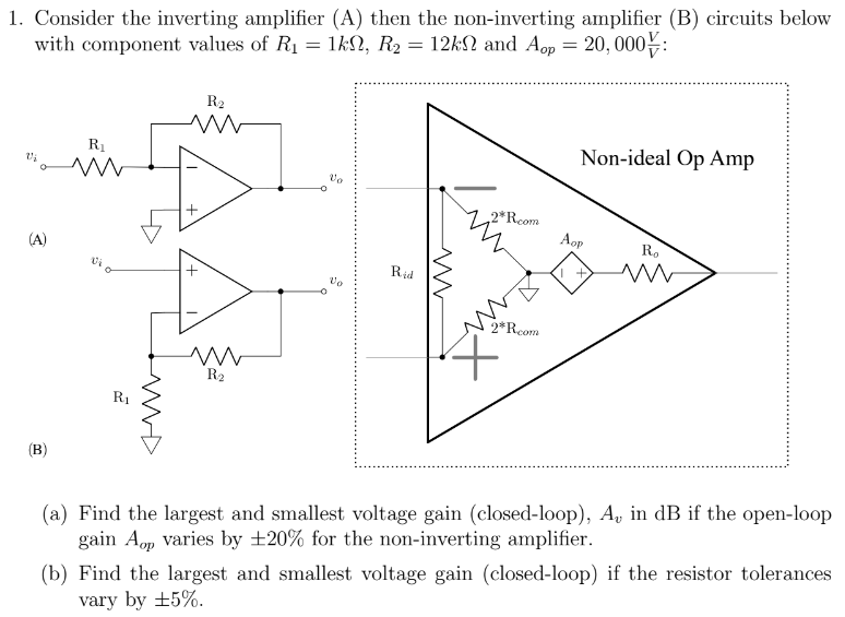 Solved 1. Consider the inverting amplifier (A) then the | Chegg.com