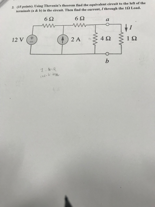 Solved 2. (15 points). Using Thevenin's theorem find the | Chegg.com