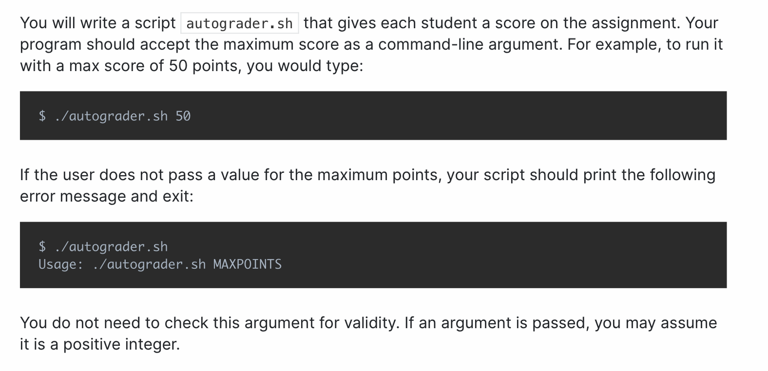 You will write a script autograder.sh that gives each | Chegg.com